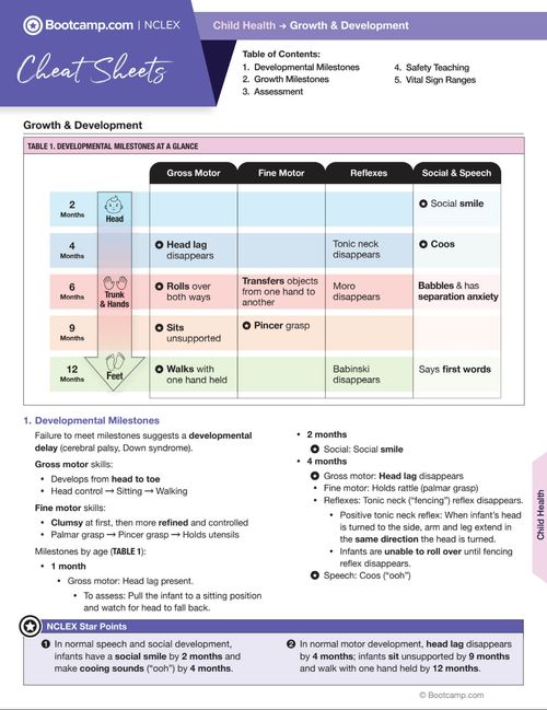 Growth and Development Cheat Sheet | NCLEX® Bootcamp