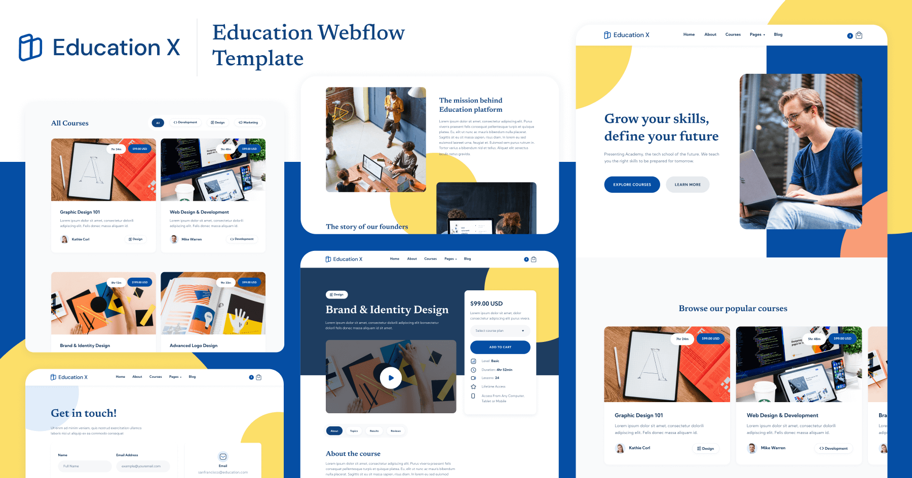 Start Here - Education X - Webflow Ecommerce website template