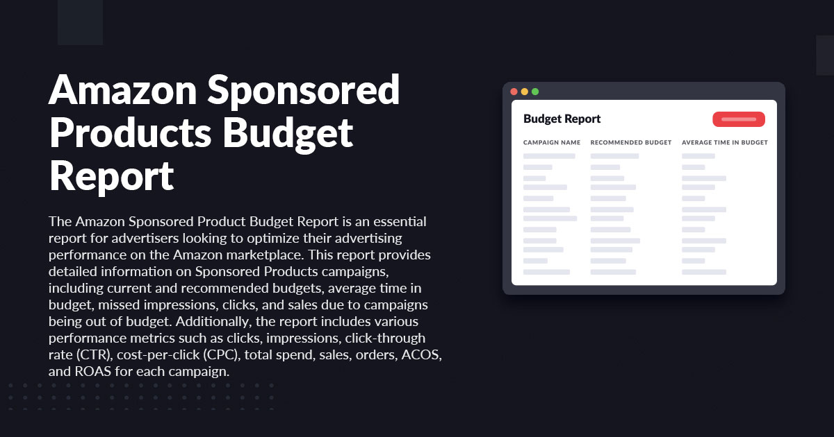 Amazon’s Sponsored Products Budget Report | Intentwise