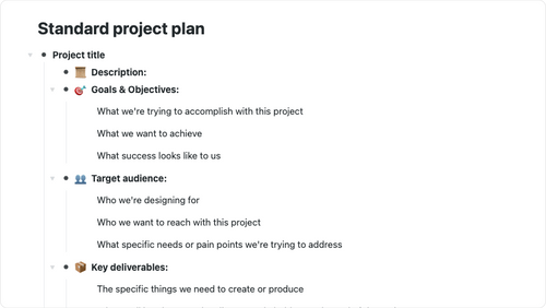 Workflowy template - Standard project plan