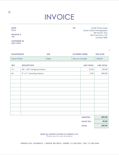 Word Invoice Templates