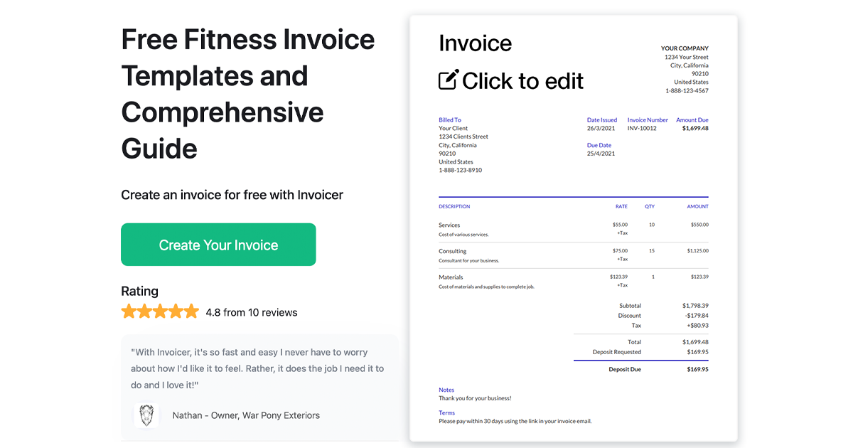 Free Fitness Invoice Templates and Comprehensive Guide