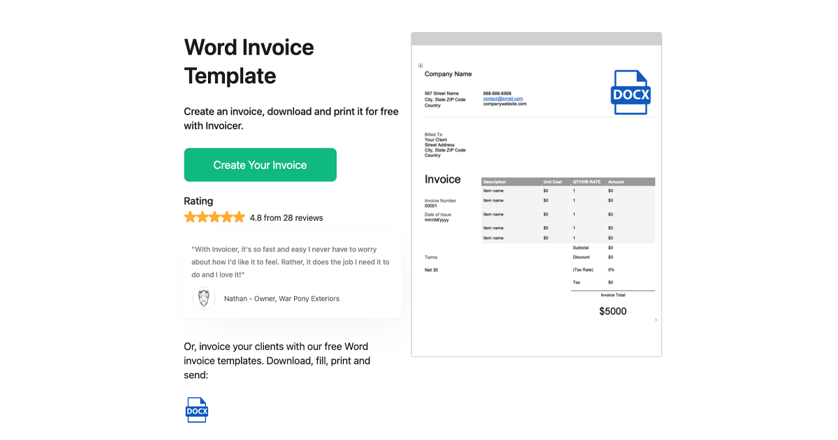 Word Invoice Templates