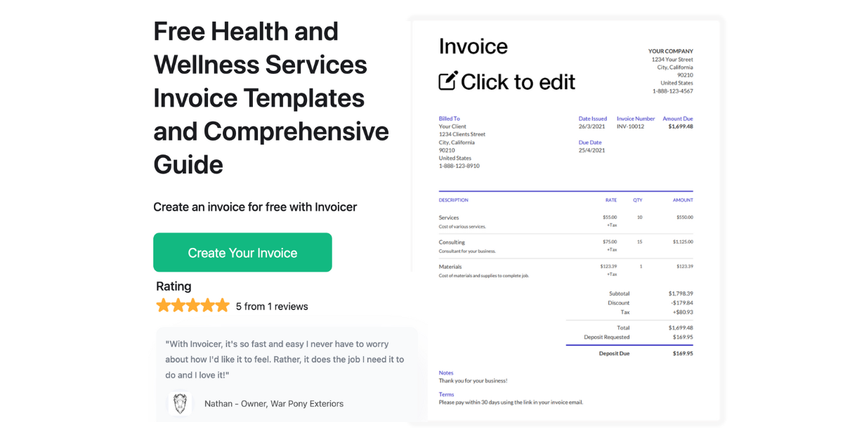 Free Health and Wellness Services Invoice Templates and Comprehensive Guide