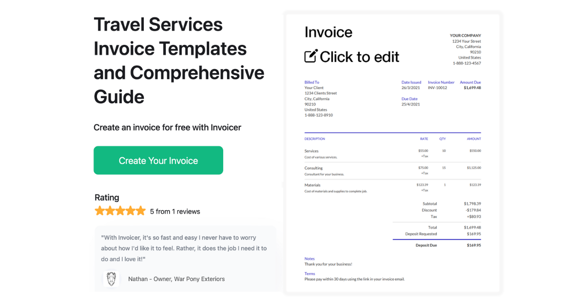 Travel Services Invoice Templates and Comprehensive Guide