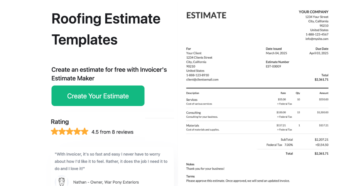 Roofing Estimate Templates