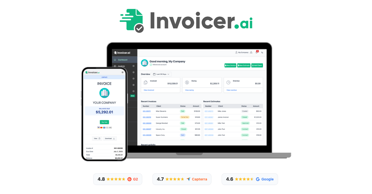 Unlimited Clients, Invoices, and Estimates - Invoicer.ai