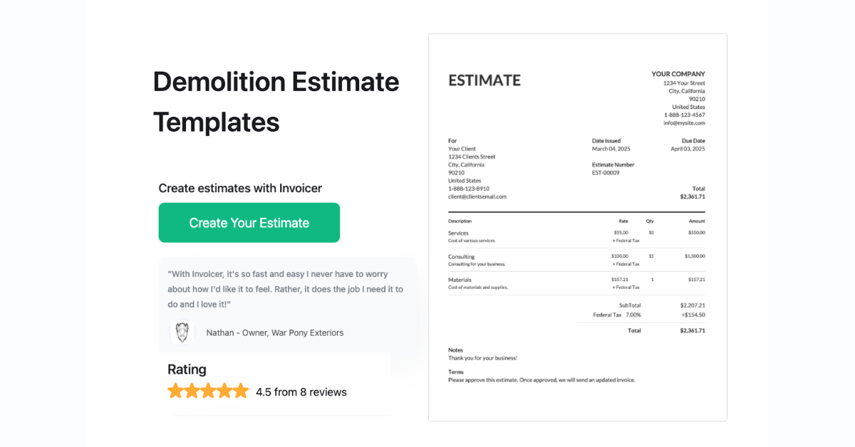 Demolition Estimate Templates