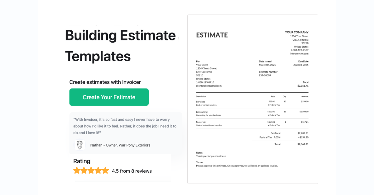 Building Estimate Templates