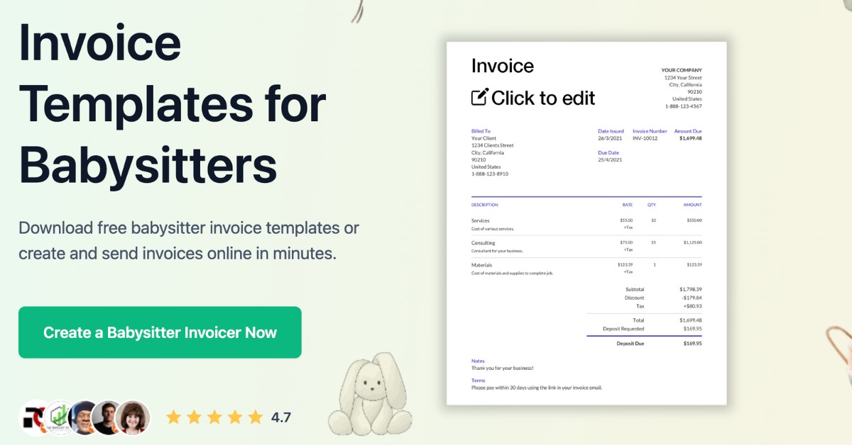 Invoice Templates for Babysitting