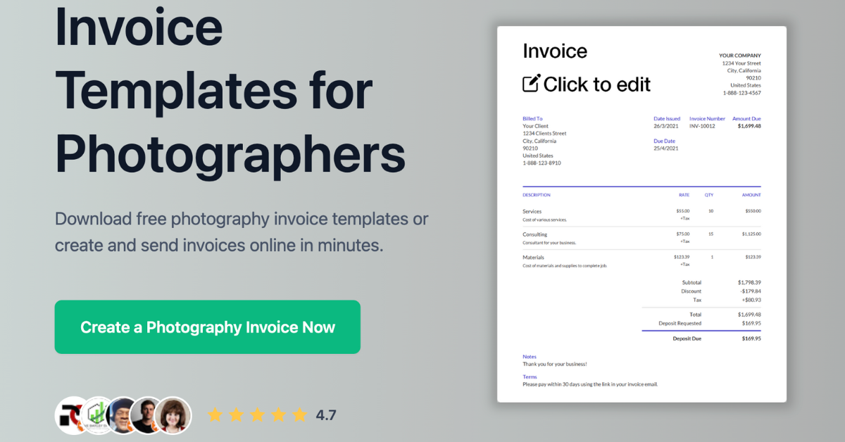 Invoice Templates for Photographers