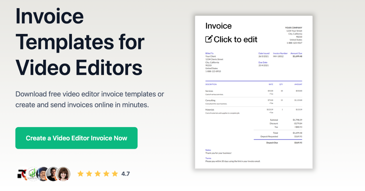 Invoice Templates for Video Editors