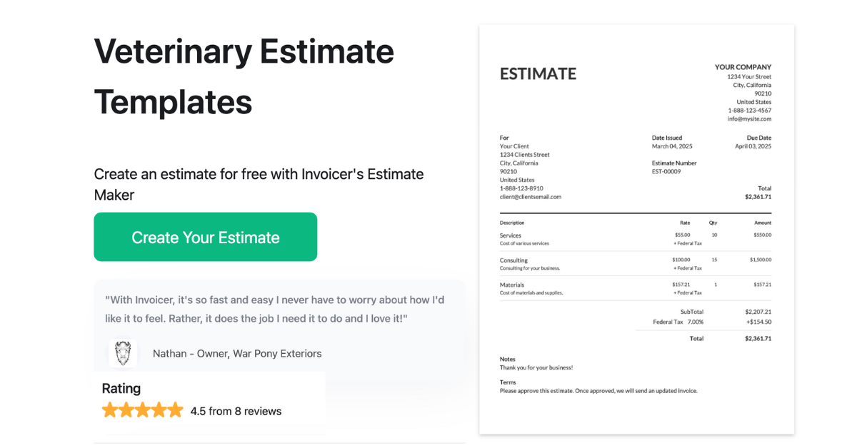 Free Veterinary Estimate Templates | Google Docs & Sheets
