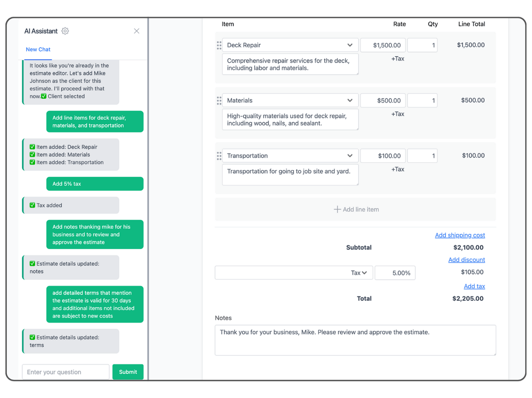 AI Estimate Generator | Create Professional Estimates Fast