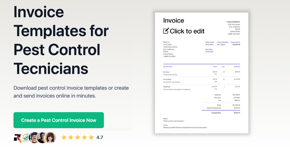 Invoice Templates for Pest Control Technicians