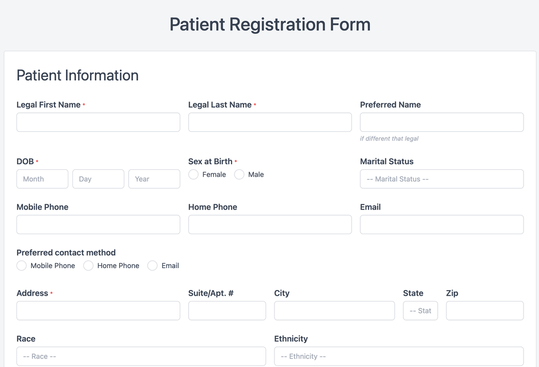 Patient Intake Forms Online | Zentake Templates