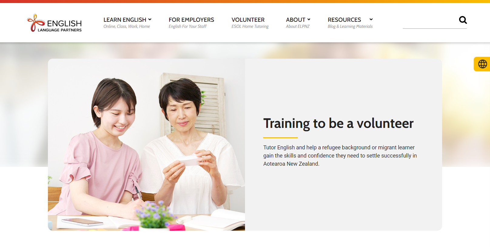 English Language Partners | Training to be a volunteer