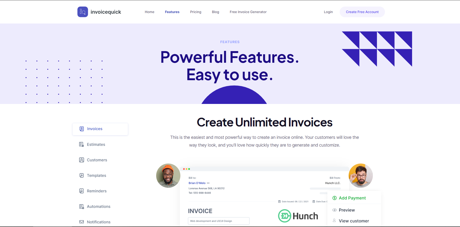 InvoiceQuick Features | Online Invoicing Software