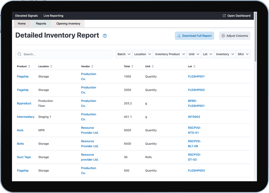 Elevated Signals | Manufacturing Software