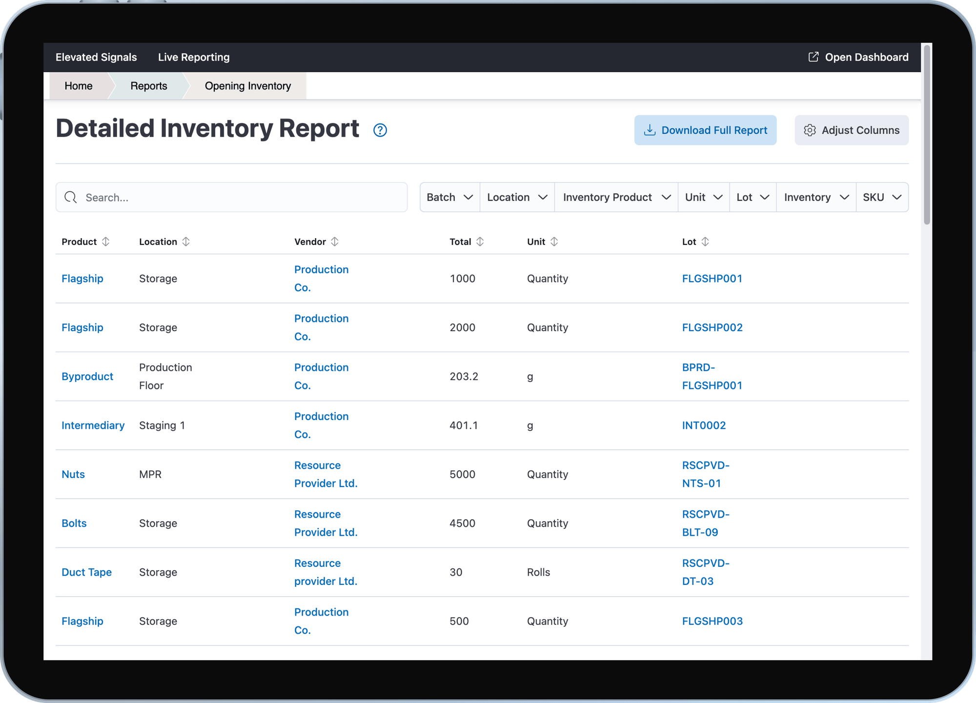 Elevated Signals | Manufacturing Software