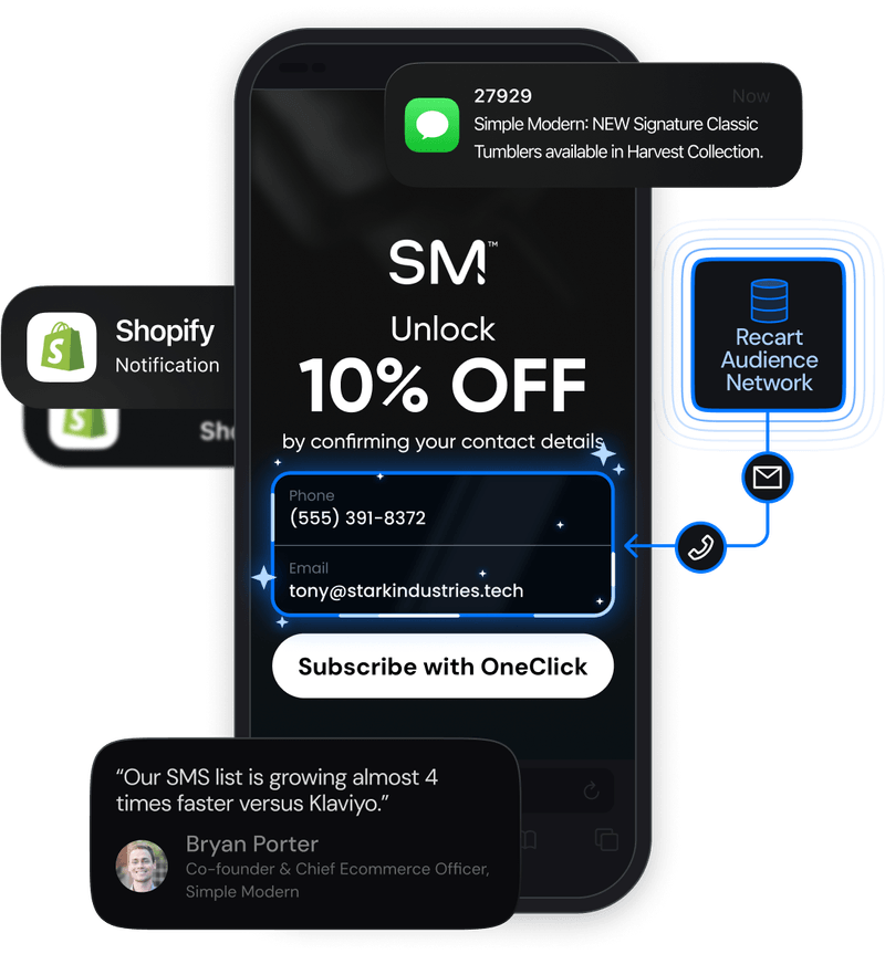 Recart SMS Marketing & List Growth Tools for Shopify Brands
