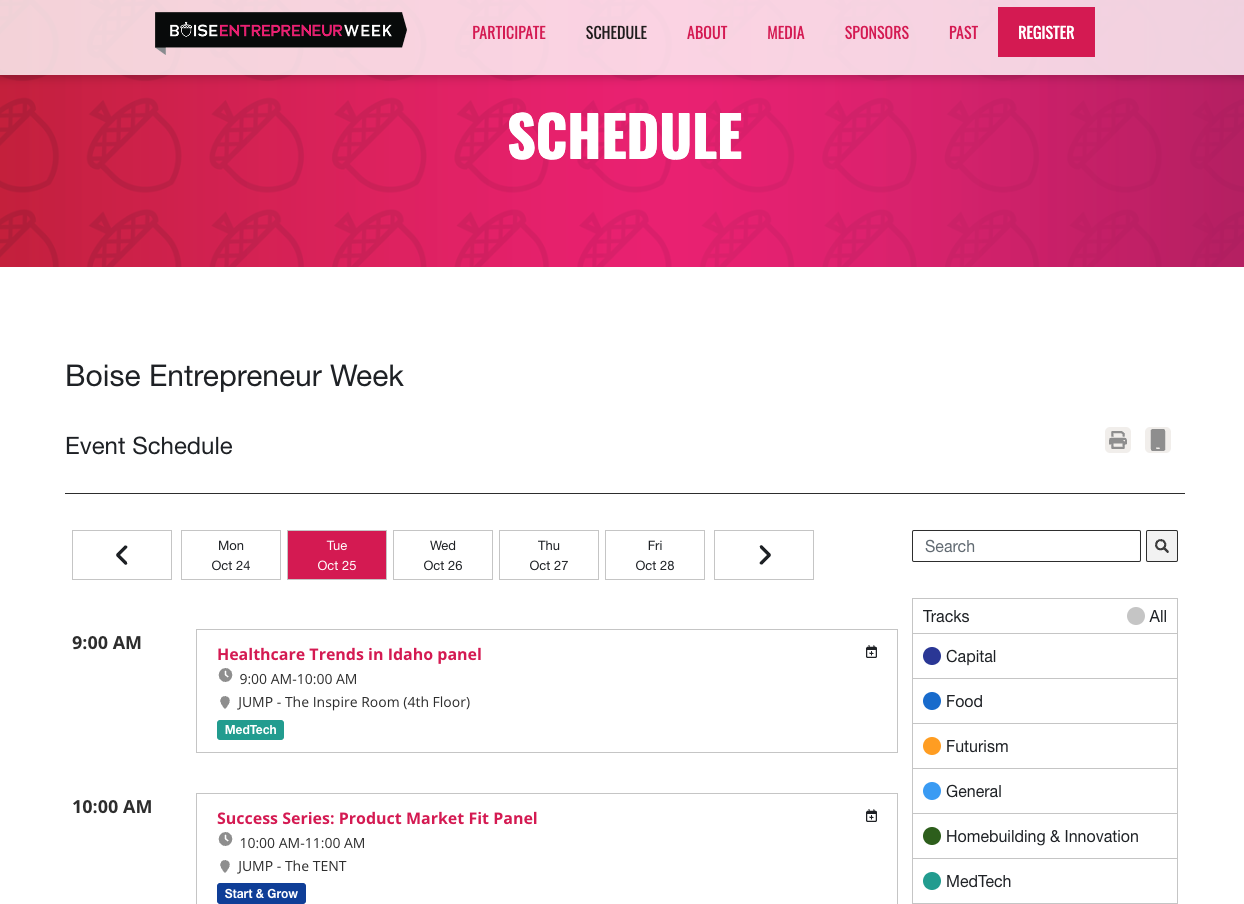 Boise Entrepreneur Week 2025 Schedule