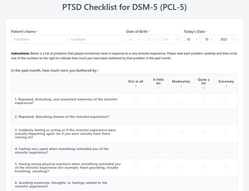 PTSD Checklist for DSM-5 (PCL-5) Template