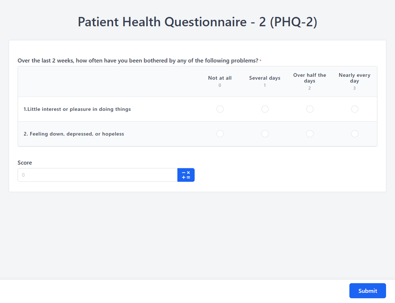 Patient Health Questionnaire – 2 (PHQ-2) Template