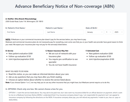 Advance Beneficiary Notice of Non-coverage (ABN) Template