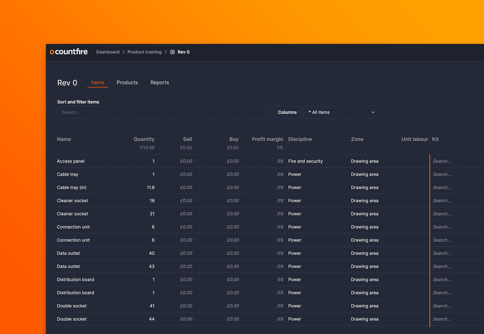 Structured cabling takeoff & estimating software