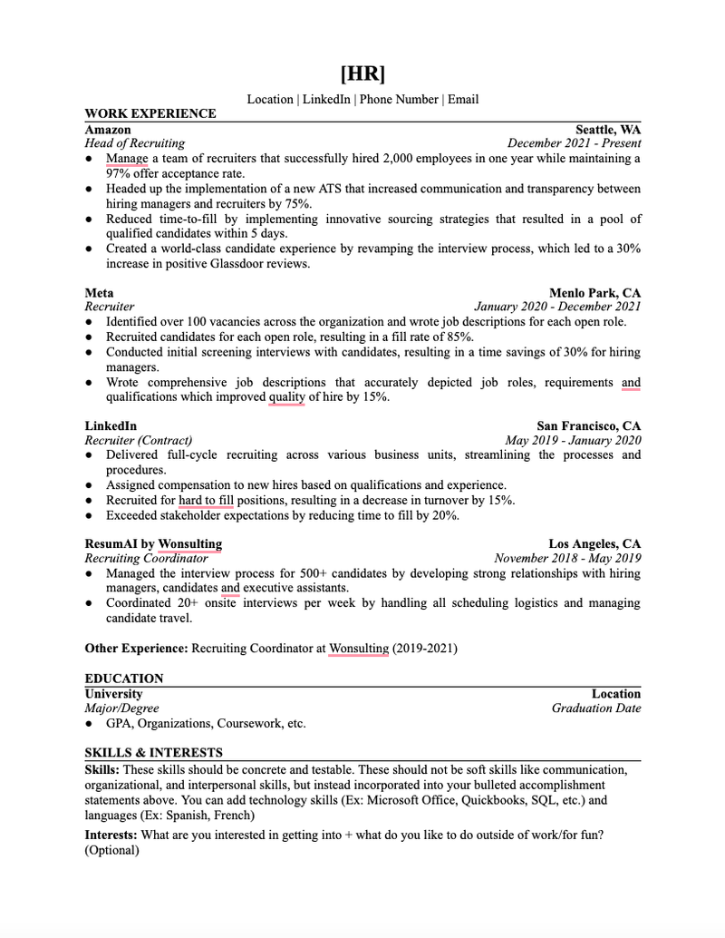 Wonsulting - HR Resume Template