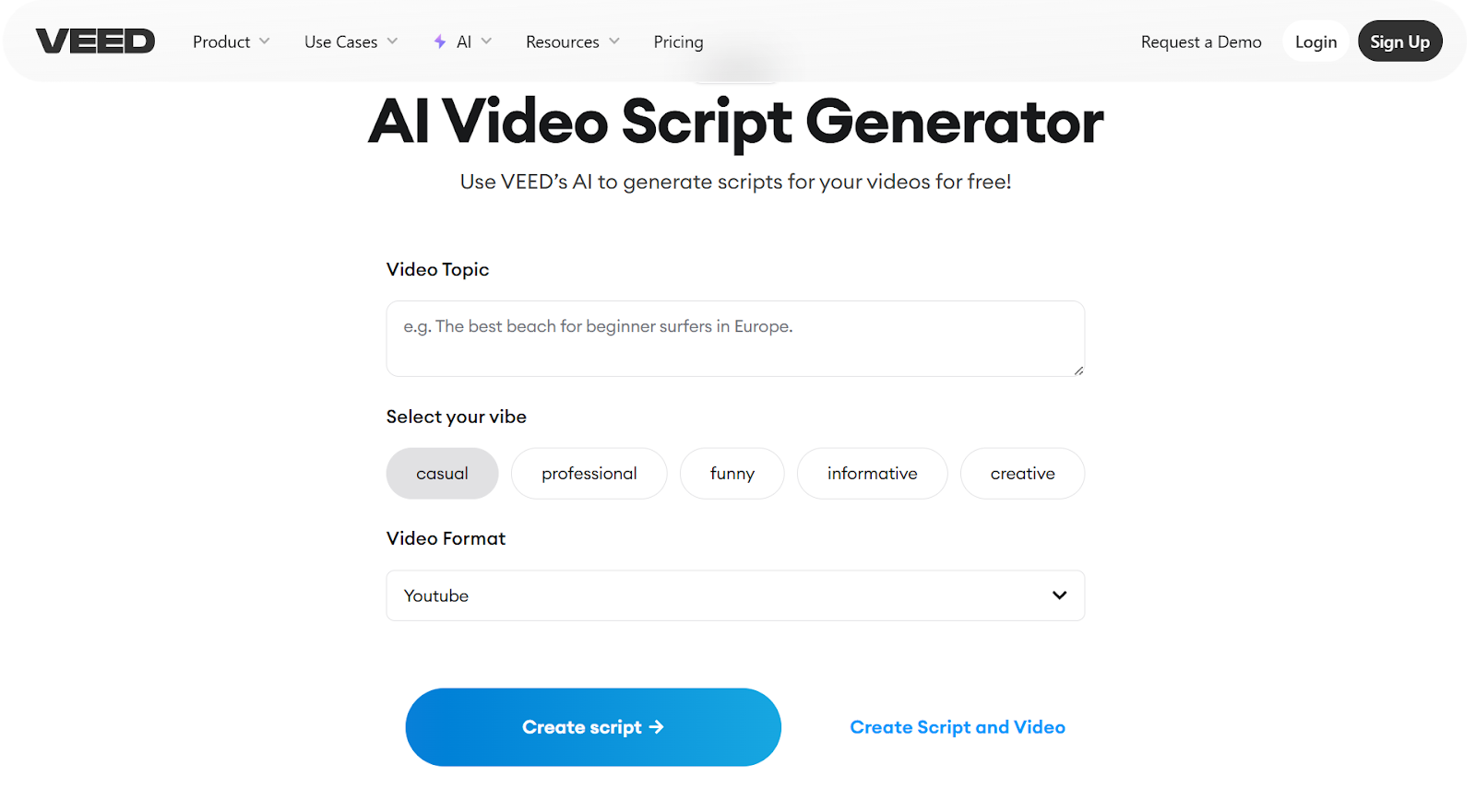 Generador de scripts de IA: convierta ideas en guiones con IA