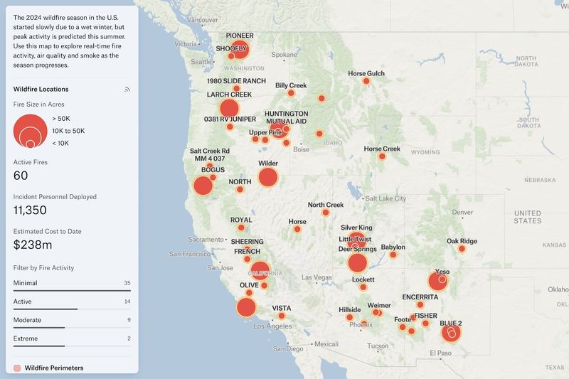 Active Wildfires in the U.S. - Felt Map Gallery