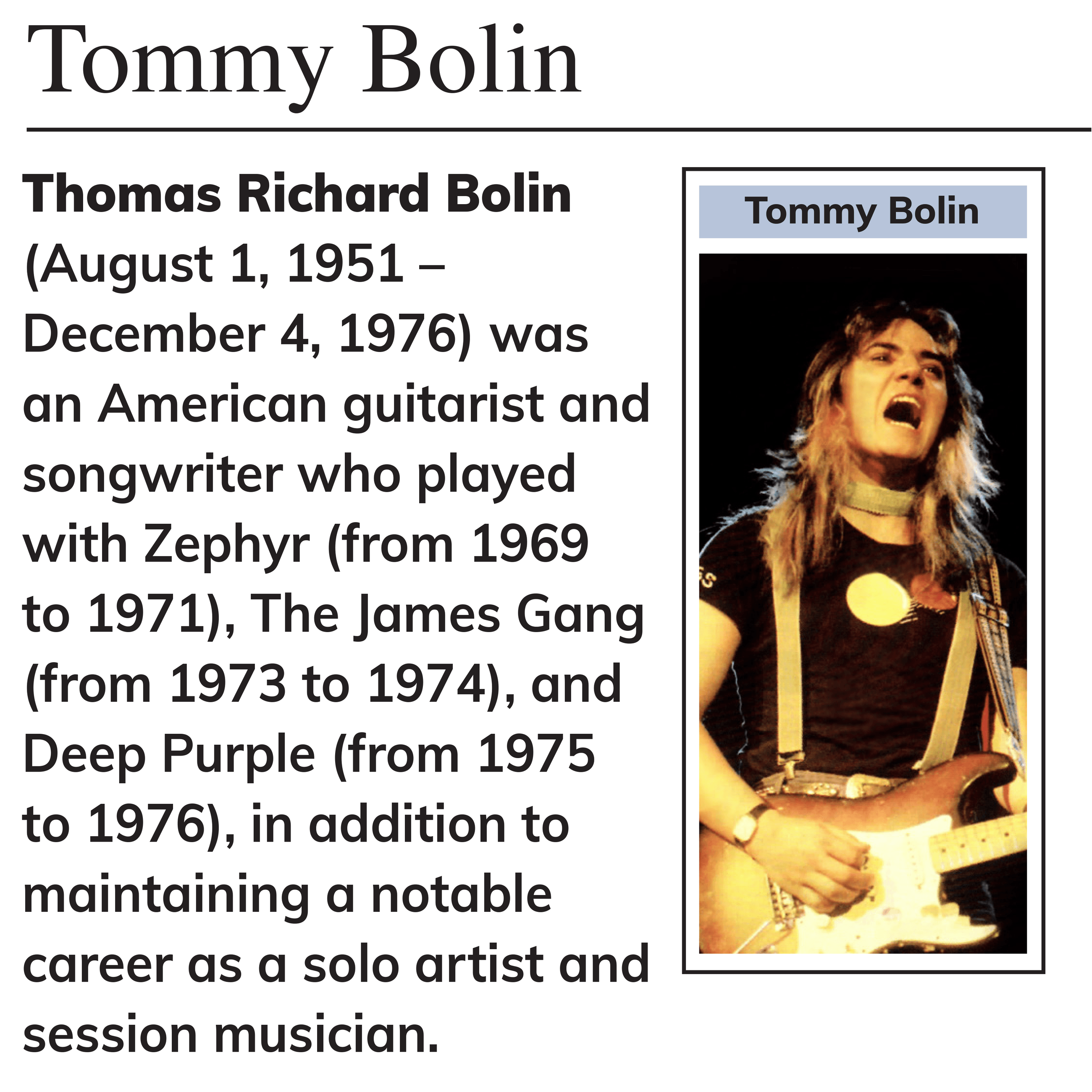 TOMMY BOLIN OFFICIAL MEMORIAL FUND