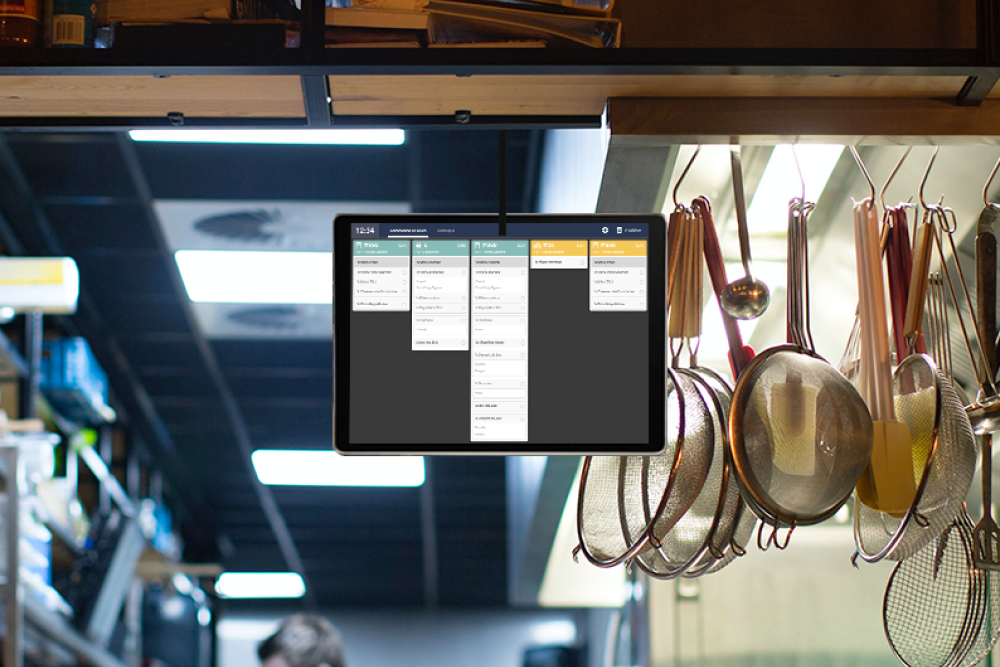 Kitchen production screen for fast food restaurants