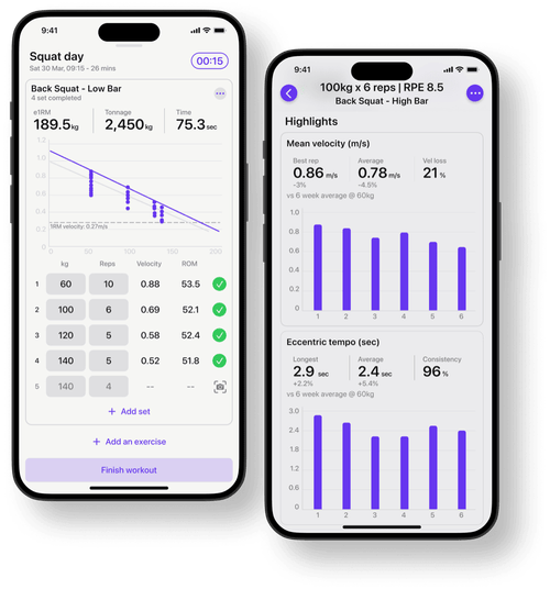 Metric VBT - Barbell velocity tracking and workout planner