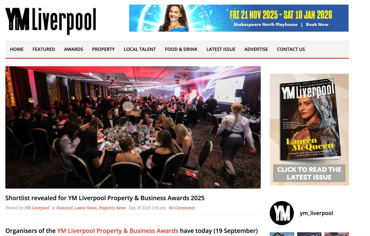 Shortlist revealed for YM Liverpool Property & Business Awards 2025 – IPG