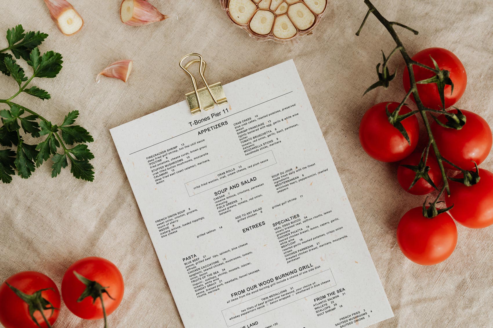 Menu - T-Bone's Pier 11 - Lakefront Fine Dining & Steakhouse