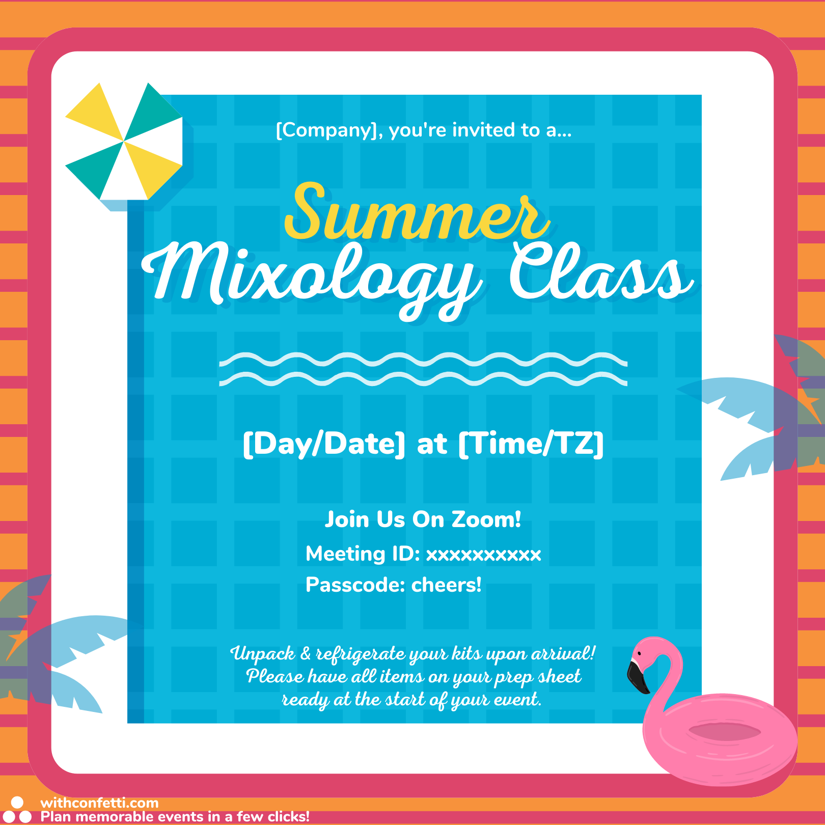 Virtual Summer Mixology Class Event Invitation | Confetti 🎉