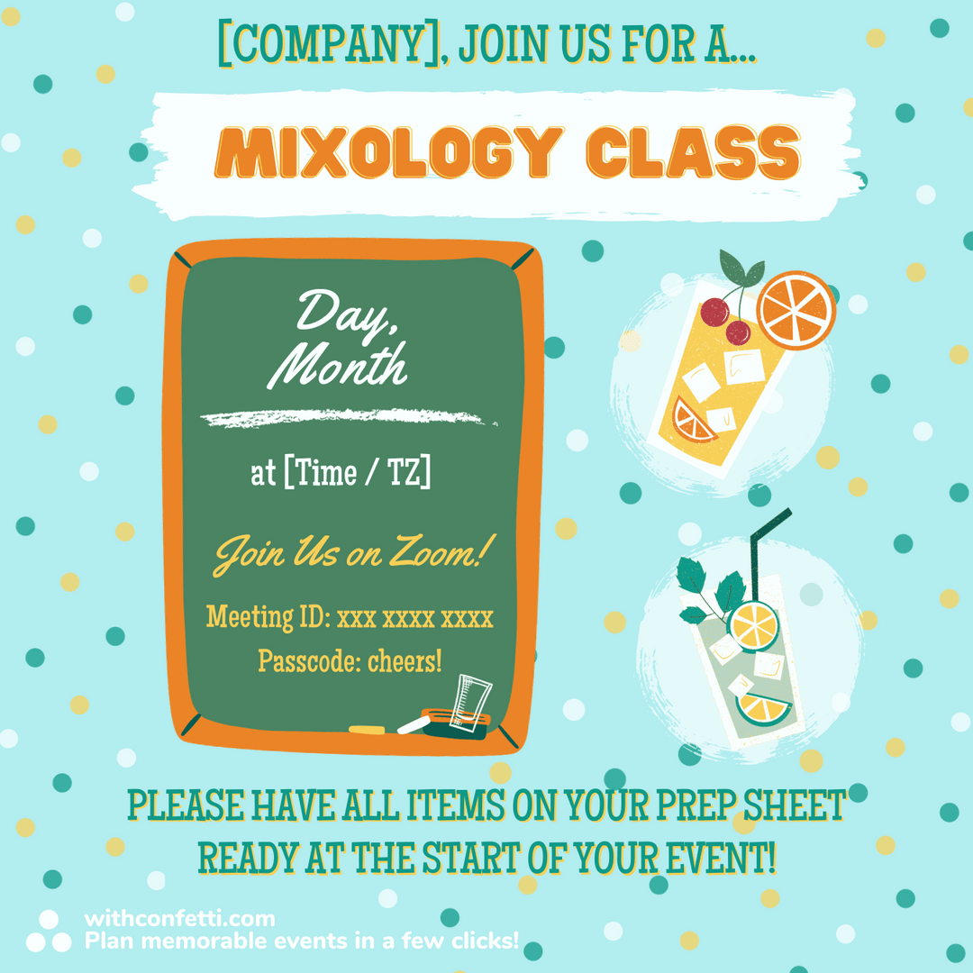 Virtual BYO Mixology Class Event Invitation | Confetti 🎉