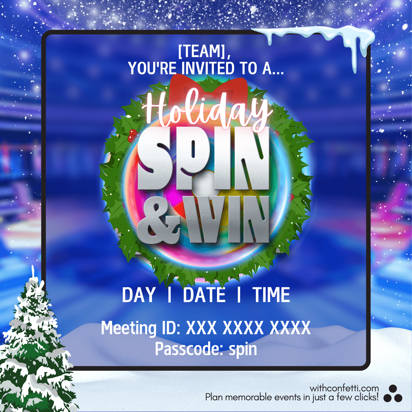 Holiday Spin and Win Event Invitation | Confetti 🎉