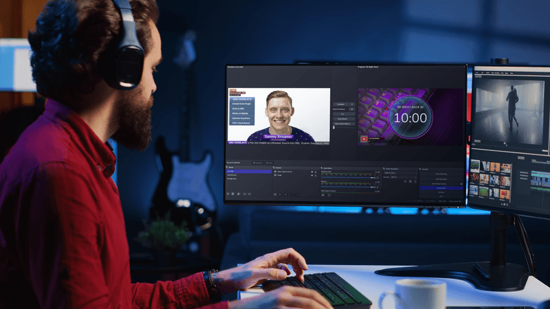OBS scene transitions, starting and stream end screens | uno