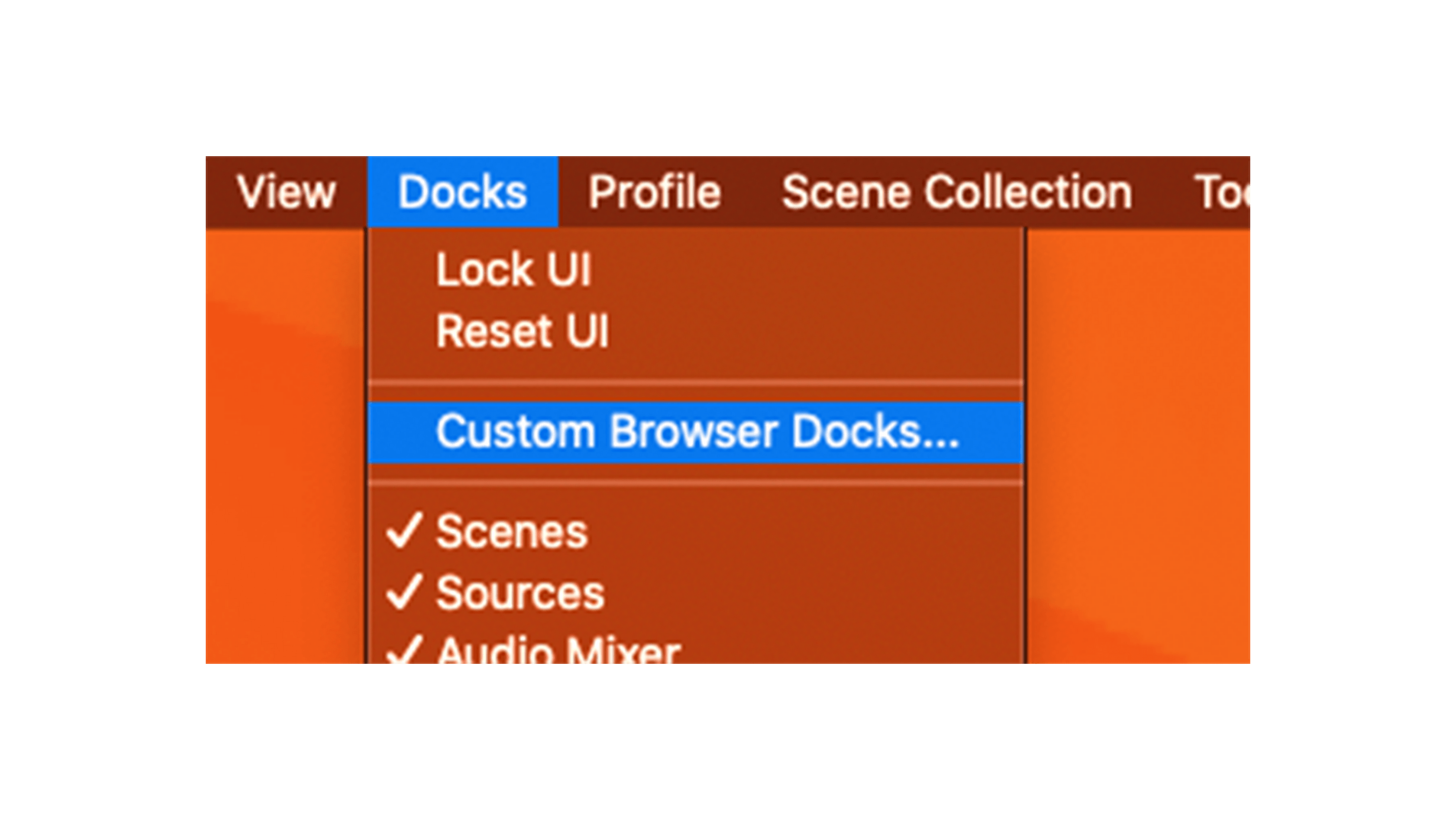 Dock uno overlay control into OBS