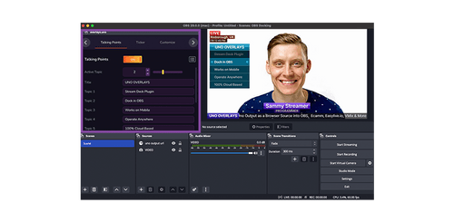 Dock uno overlay control into OBS