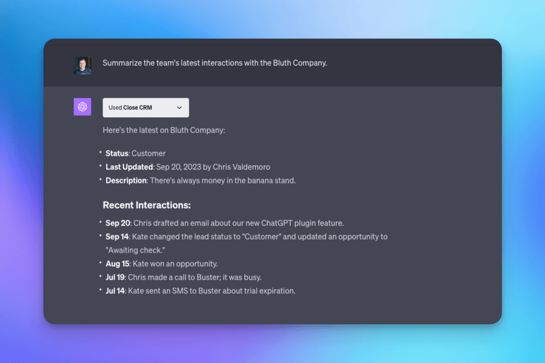 Leverage the Power of AI with the New Close CRM ChatGPT Plugin