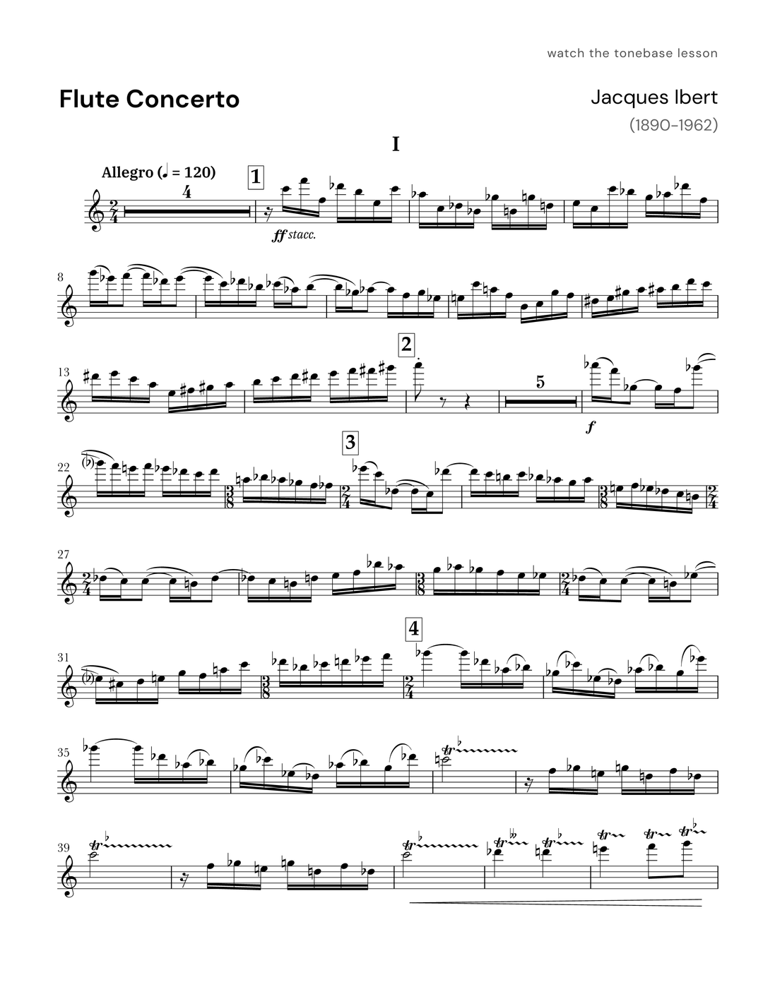 Jacques Ibert - Flute Concerto | Free Flute Sheet Music