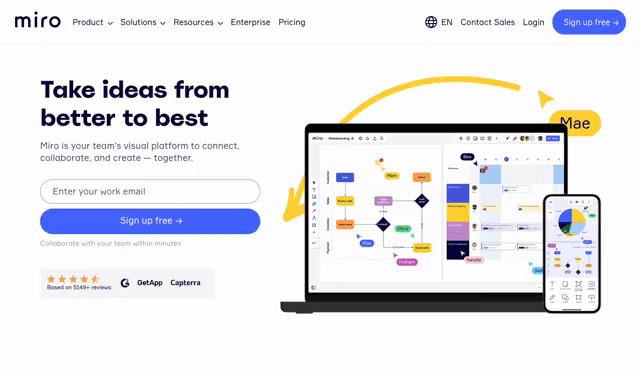 Miro (A/B Test Variant | November 16, 2022) | Landing Page Inspiration ...
