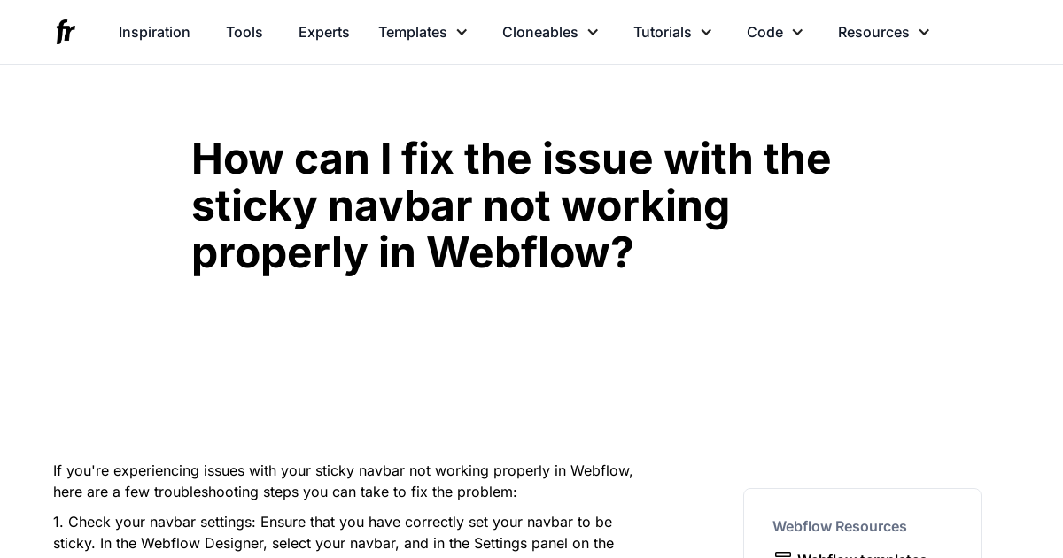 How can I fix the issue with the sticky navbar not working properly in ...