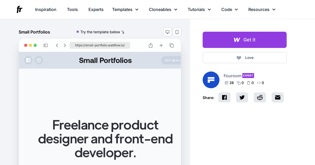Small Portfolio Webflow Template Small Portfolios | FlowRadar