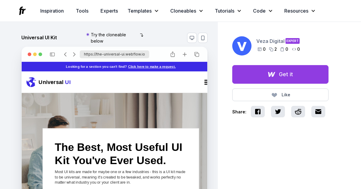 Universal UI Kit Webflow Cloneable